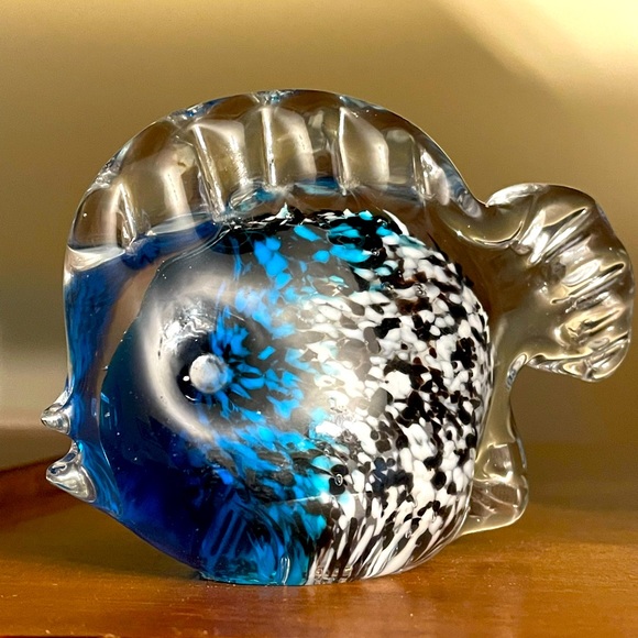 Art | Blown Glass Art Blue Tropical Fish Glass Sculpture Home ...